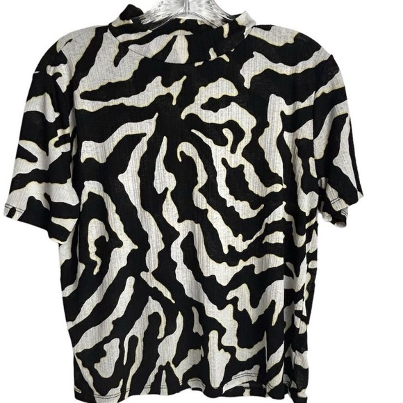 Zara | Tops | Zara Trafaluc Womens Zebra Print Mock Neck Blouse Size L ...